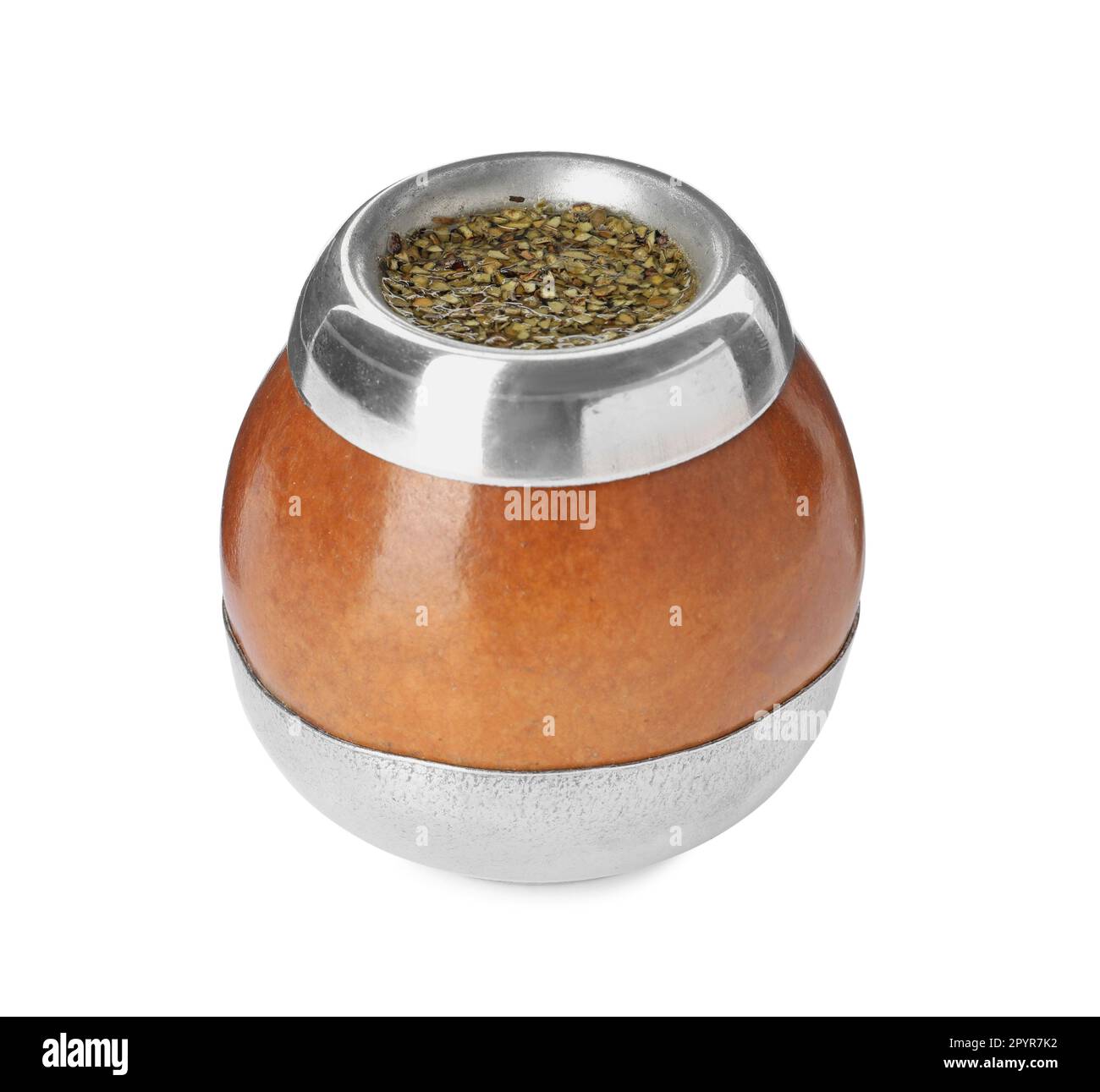 Calabash with mate tea isolated on white Stock Photo - Alamy