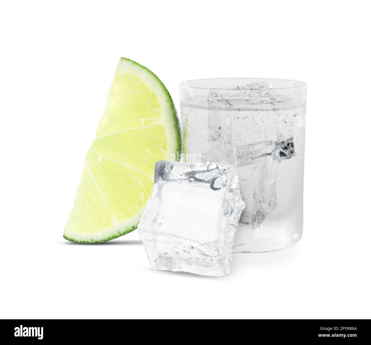 Shot of vodka with ice and lime on white background Stock Photo - Alamy