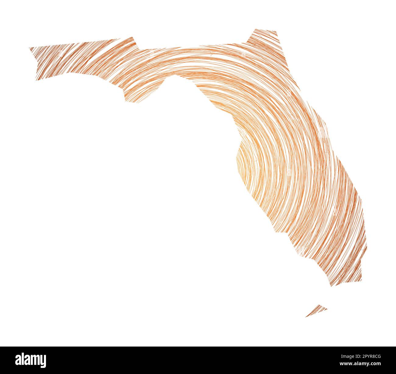 Florida map filled with concentric circles. Sketch style circles in the ...