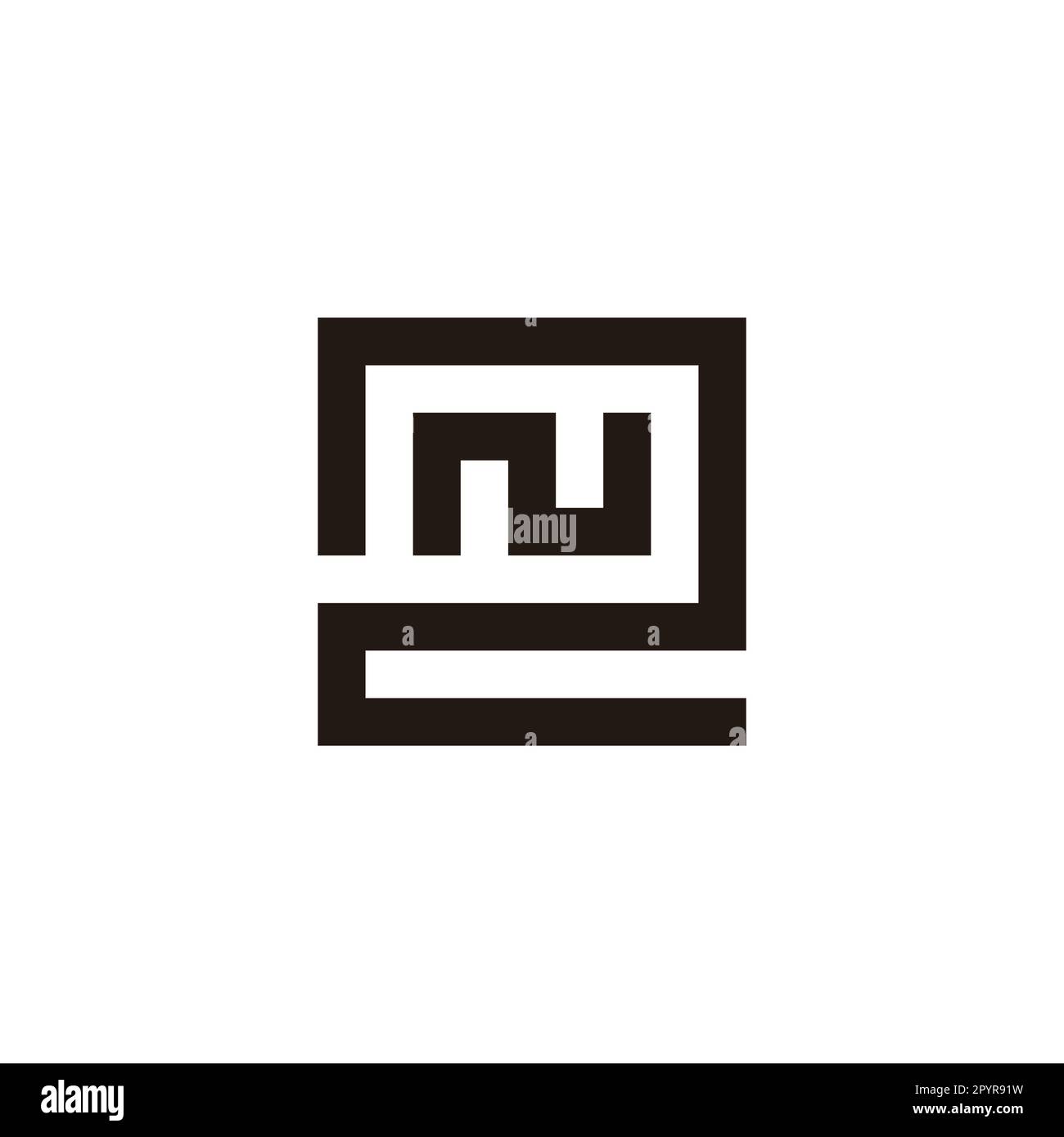 Letter N number 2 square geometric symbol simple logo vector Stock ...