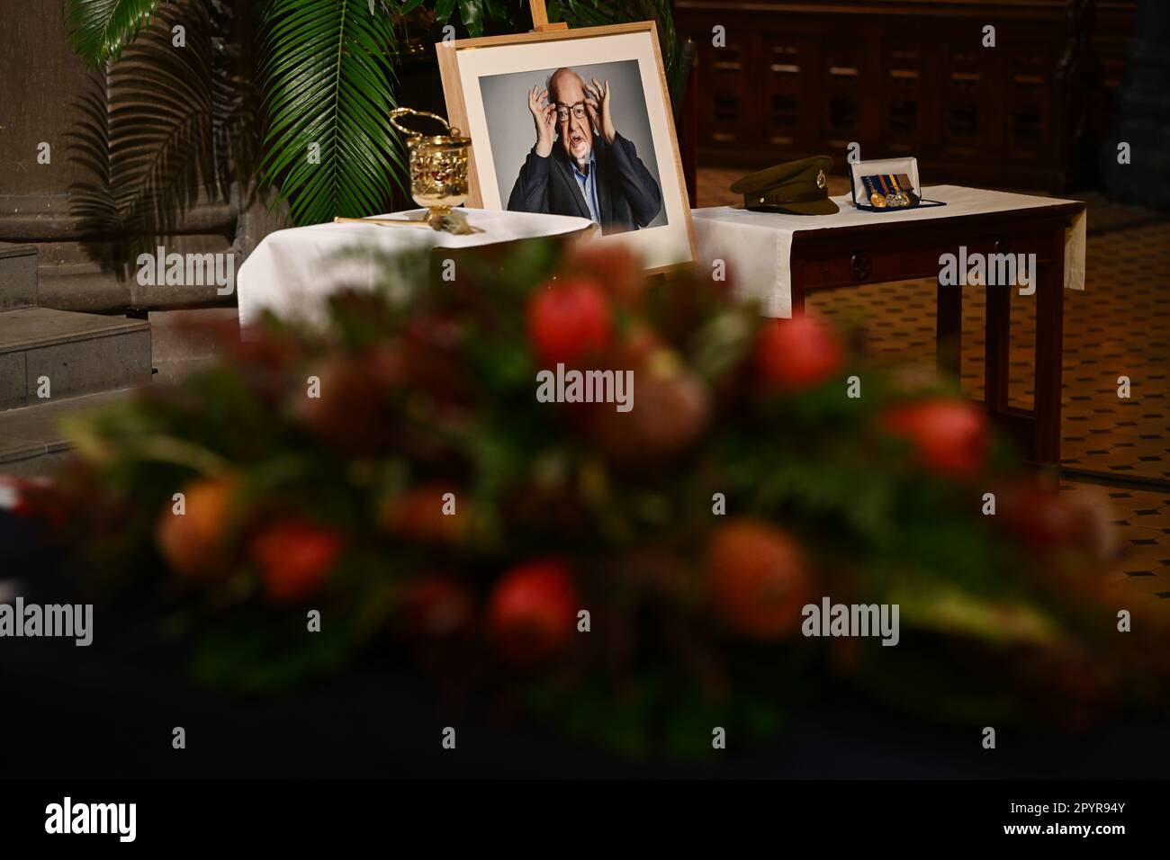 A portrait of Father Bob Maguire is seen ahead of the State Funeral ...