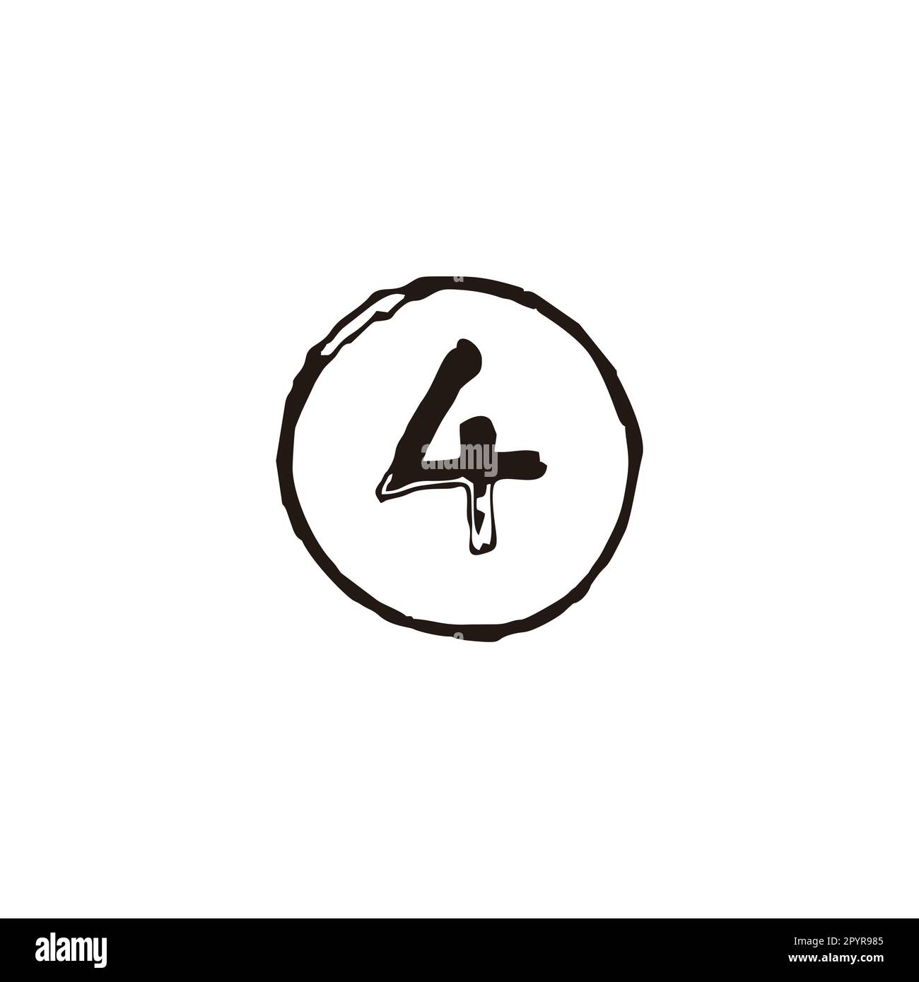 Number 4 illustration, circle geometric symbol simple logo vector Stock ...