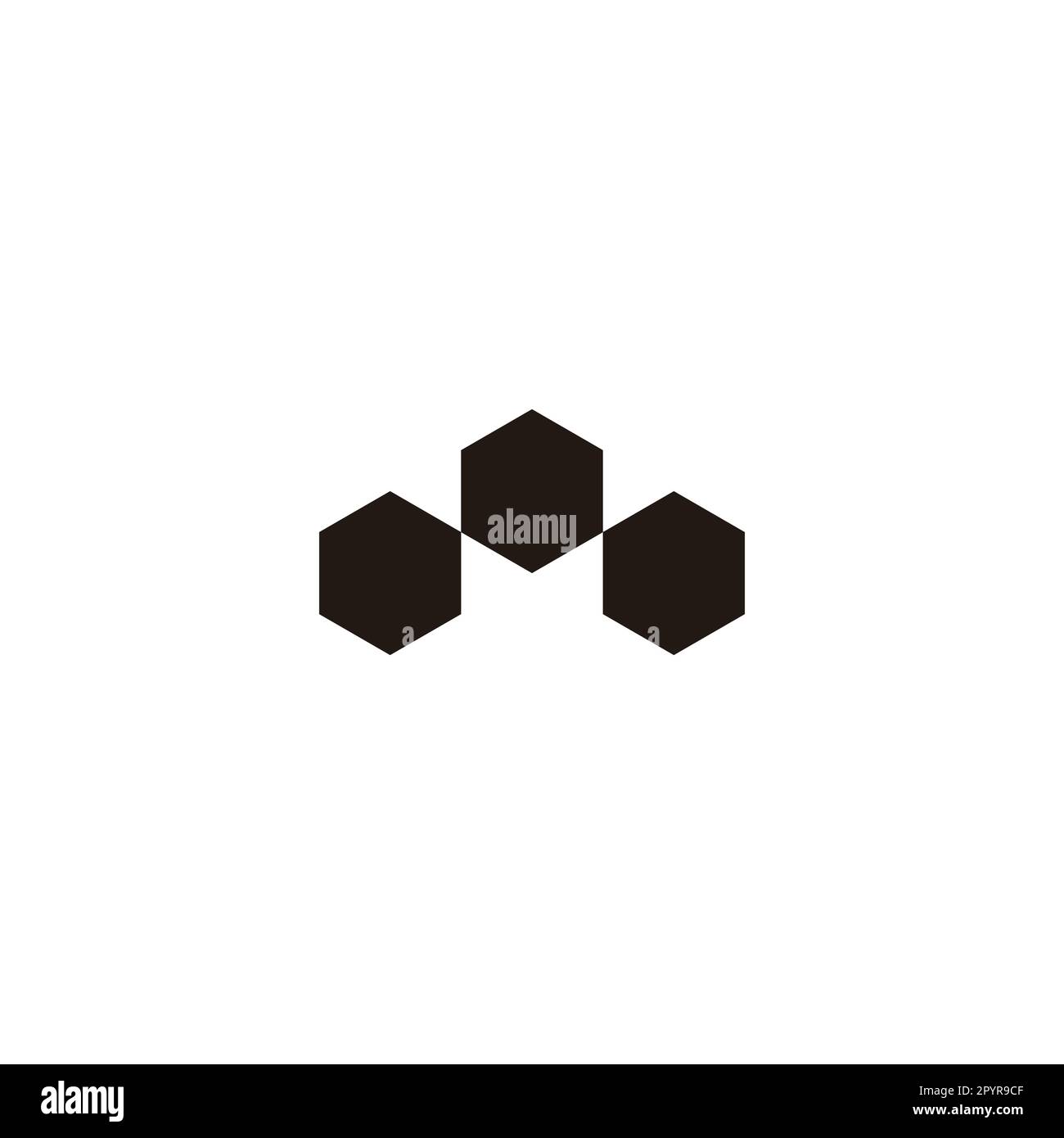Letter M three hexagons geometric symbol simple logo vector Stock ...