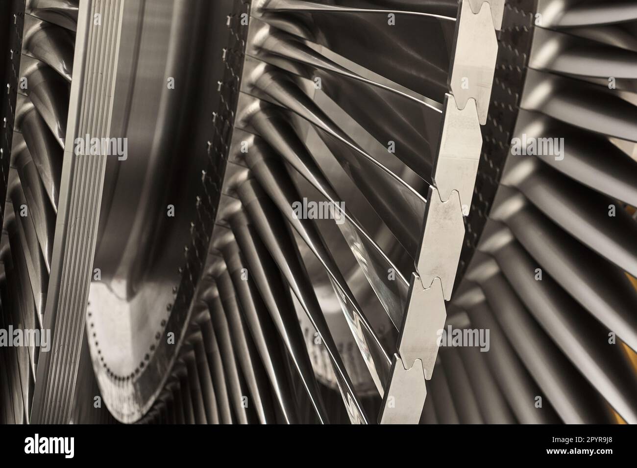 Modern rotor with long blades of powerful steam turbine Stock Photo - Alamy