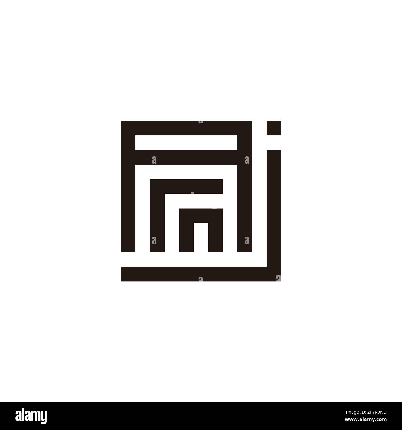 Letter n, r, A and j square geometric symbol simple logo vector Stock ...