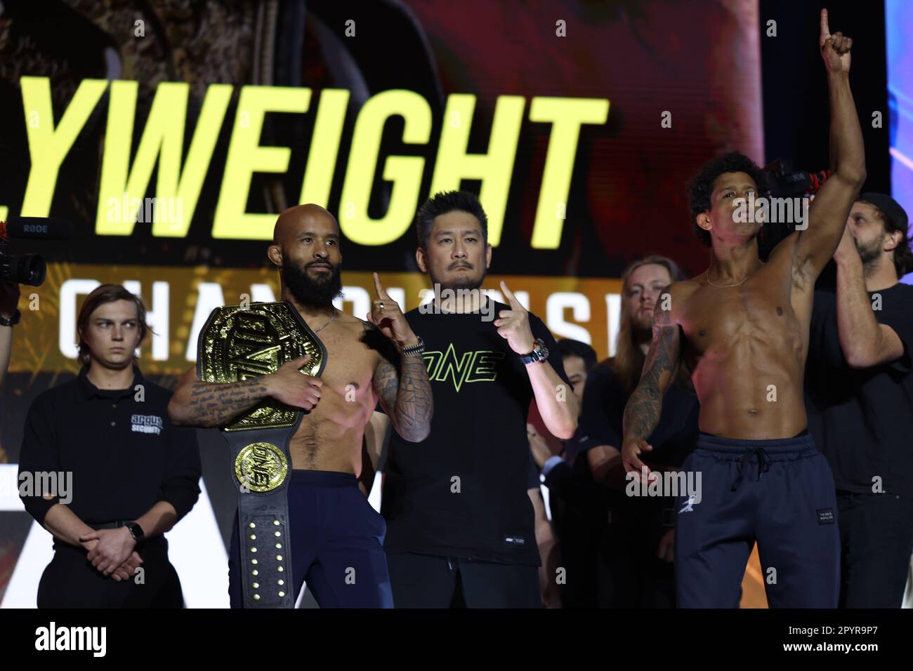 DENVER, COLORADO - MAY 4: (L-R) Demetrious Johnson faces off against ...