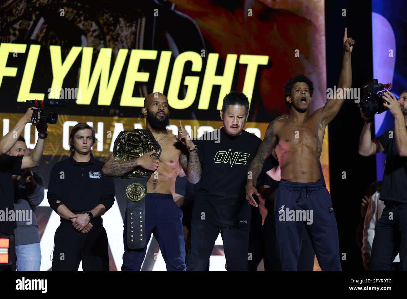 DENVER, COLORADO - MAY 4: (L-R) Demetrious Johnson faces off against ...