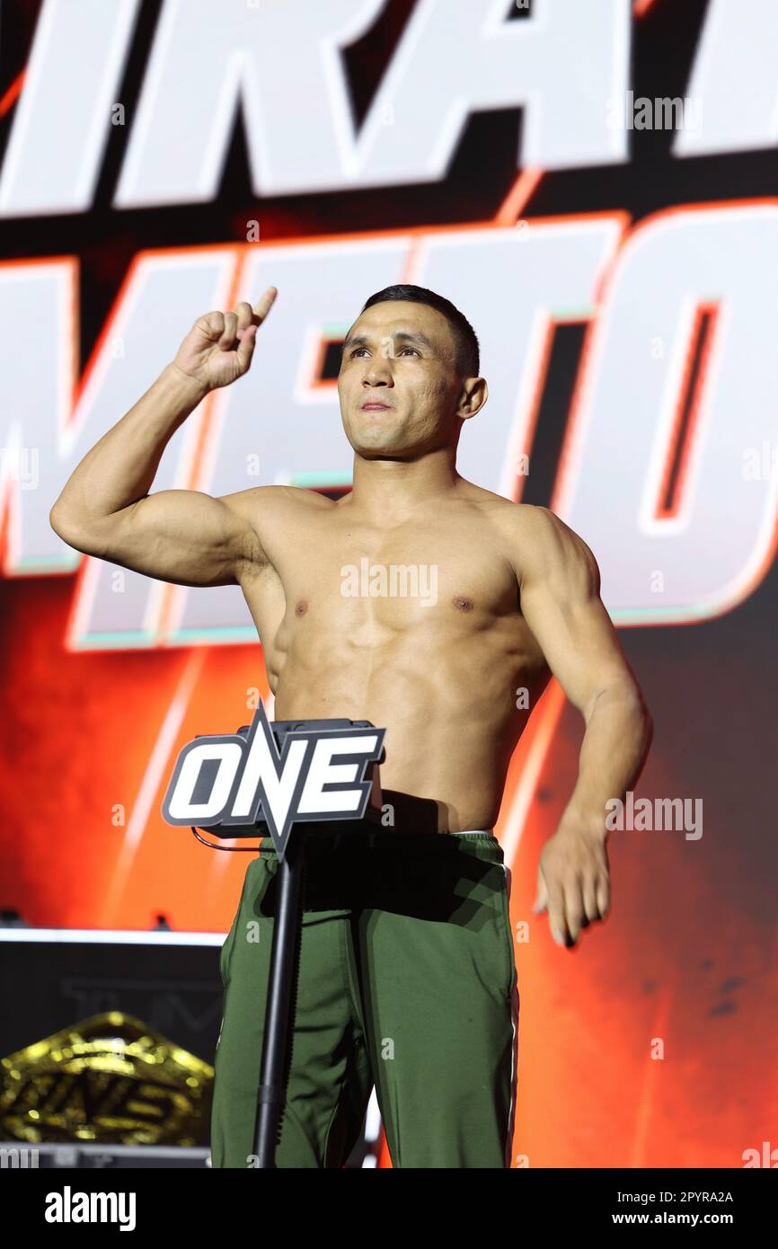 DENVER, COLORADO - MAY 4: Kairat Akhmetov weighs in at the ONE ...
