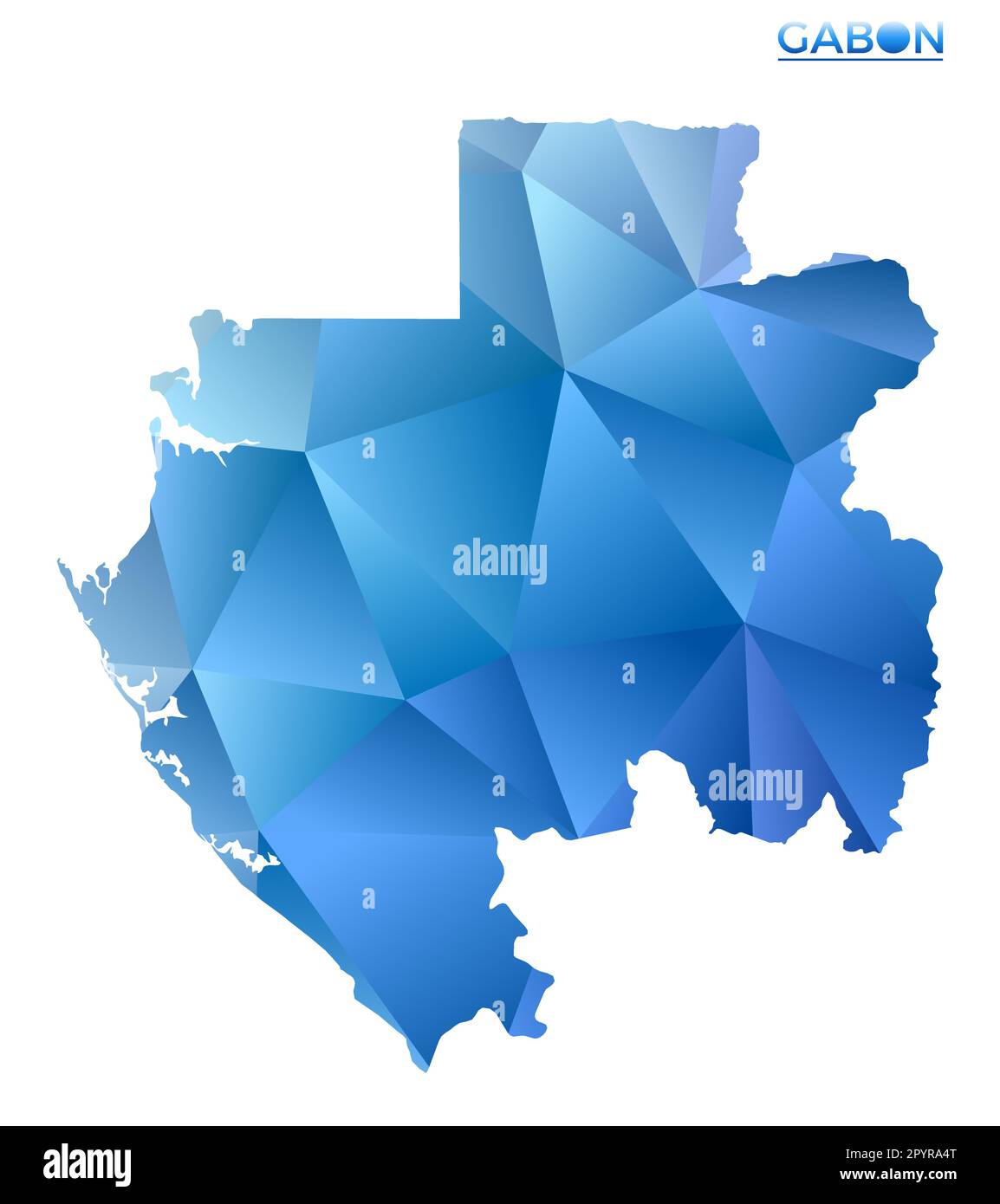 Vector polygonal Gabon map. Vibrant geometric country in low poly style. Radiant illustration ...