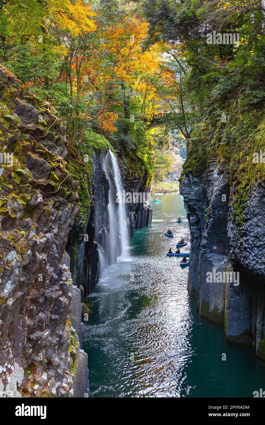 Miyazaki, Japan - Nov 24 2022: Takachiho Gorge is a narrow chasm cut ...