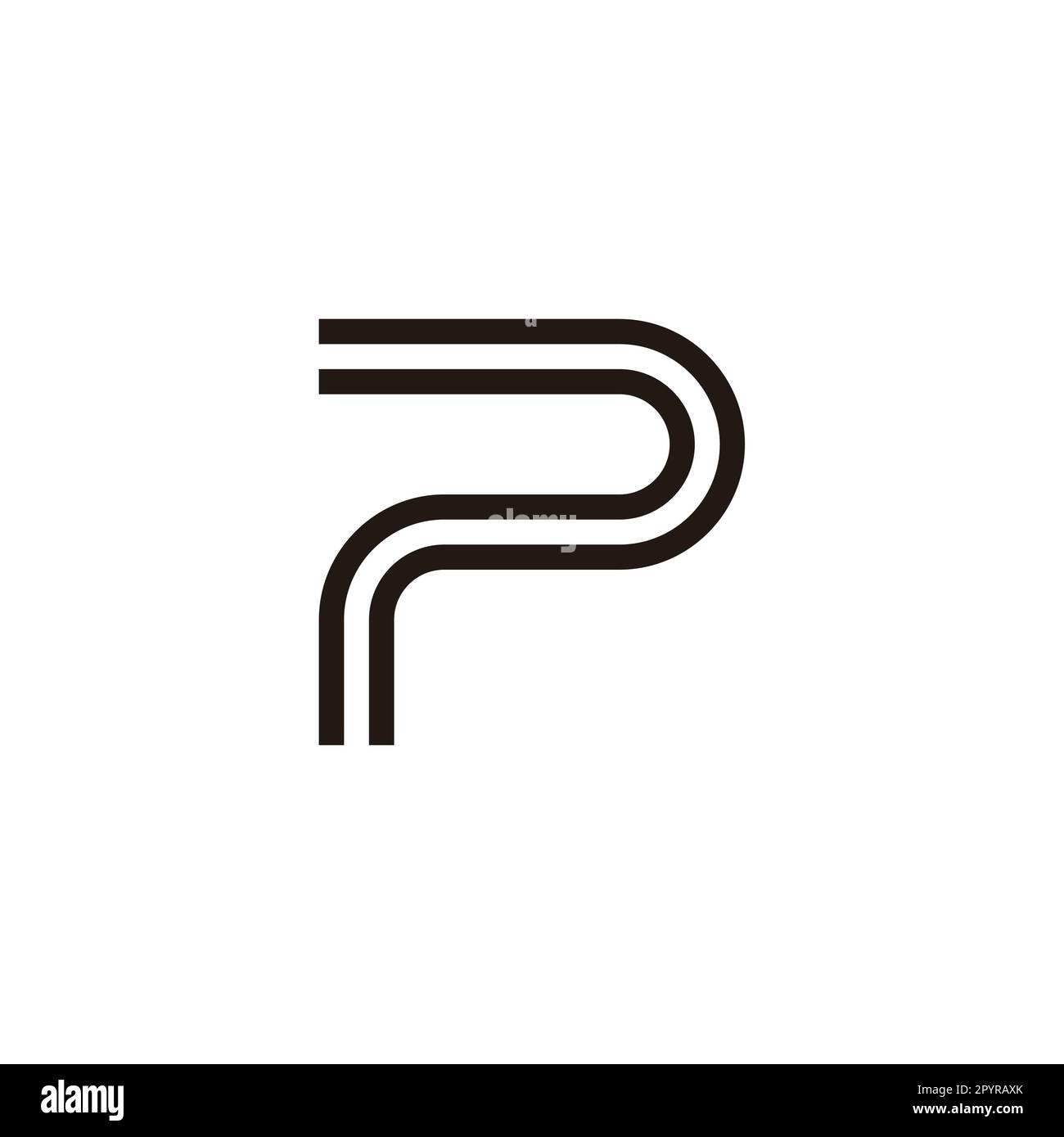 Letter P lines, curve geometric symbol simple logo vector Stock Vector ...