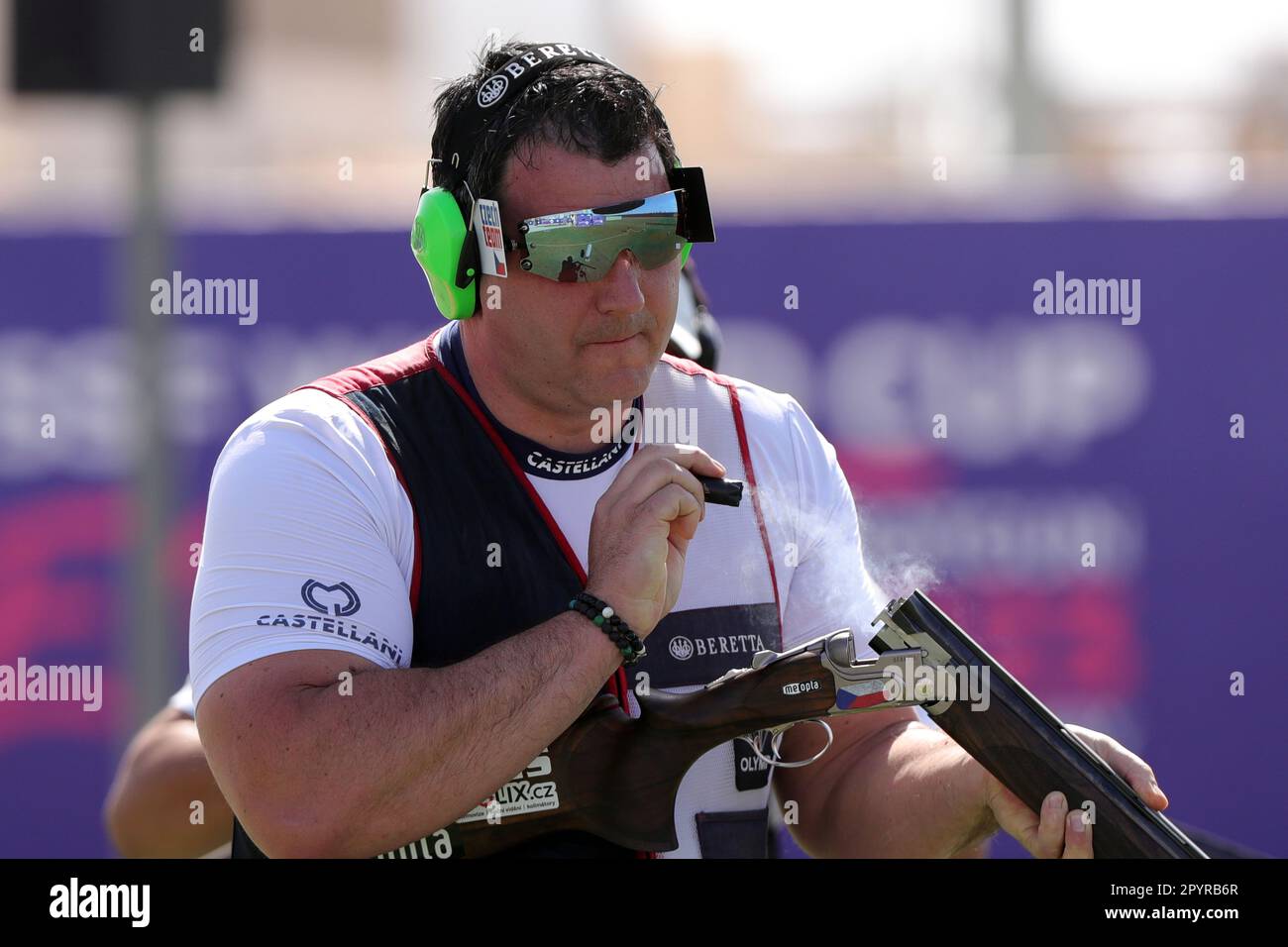 Cairo, Egypt. 4th May, 2023. Jiri Liptak of the Czech Republic reloads ...