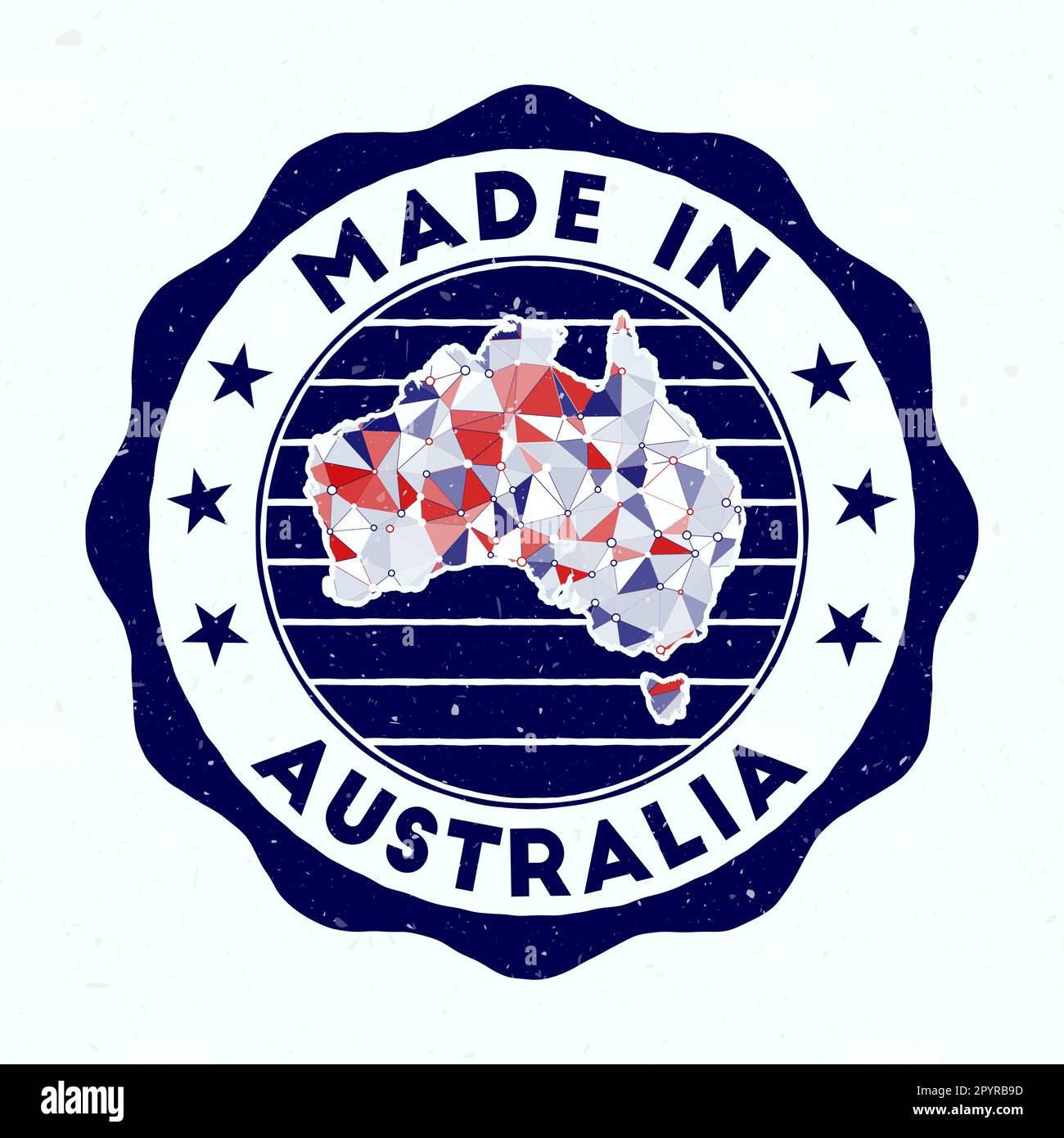 Made in Australia. Country round stamp. Seal of Australia with border ...