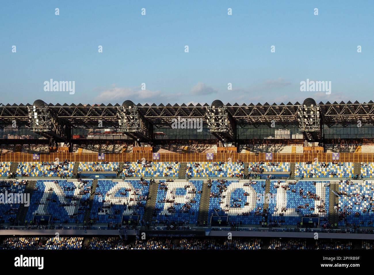 Napoli, Italy. 04th May, 2023. Fans get ready to watch the Udinese ...