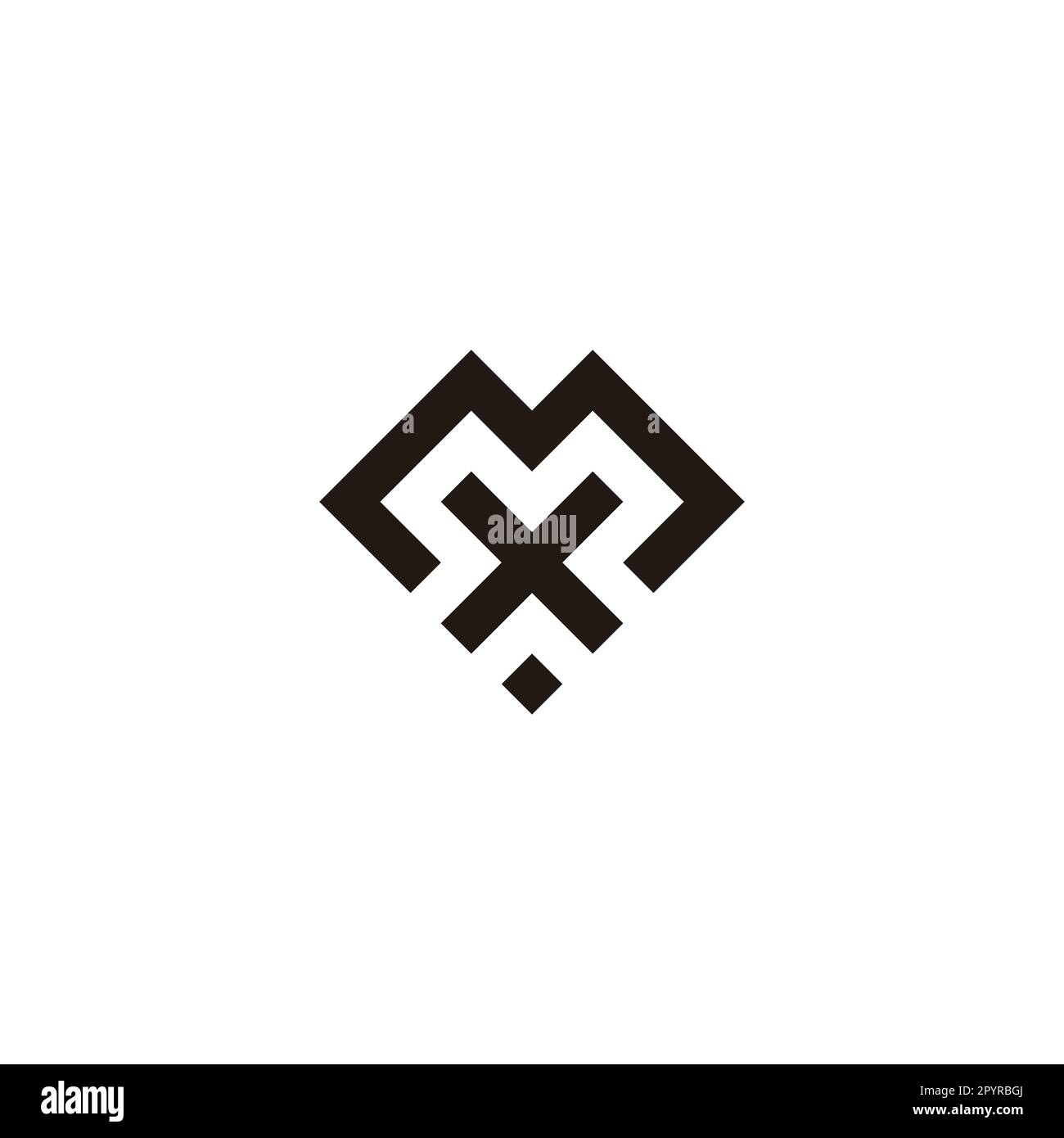 Letter X And M Heart Square Geometric Symbol Simple Logo Vector Stock