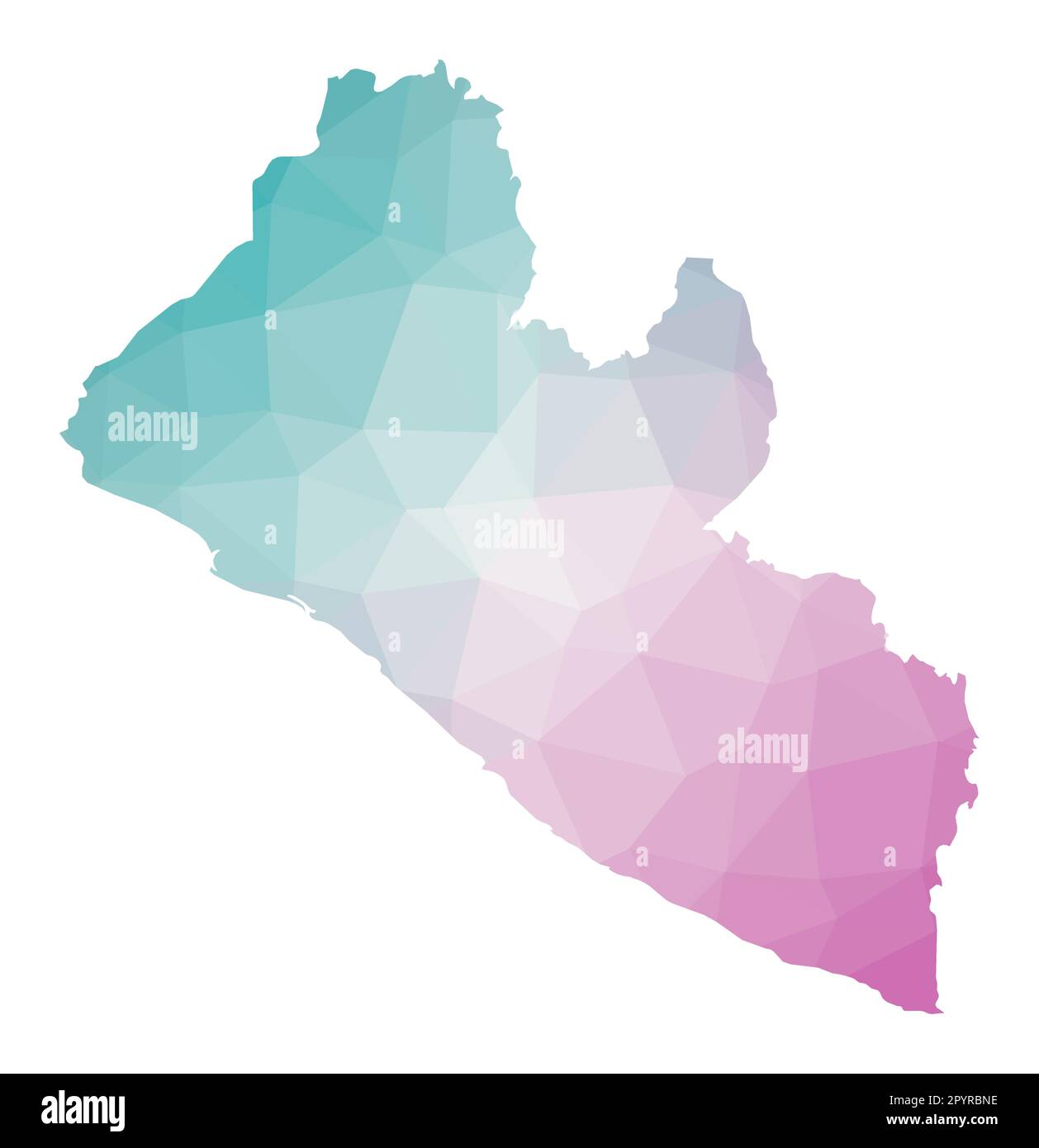 Polygonal map of Liberia. Geometric illustration of the country in ...