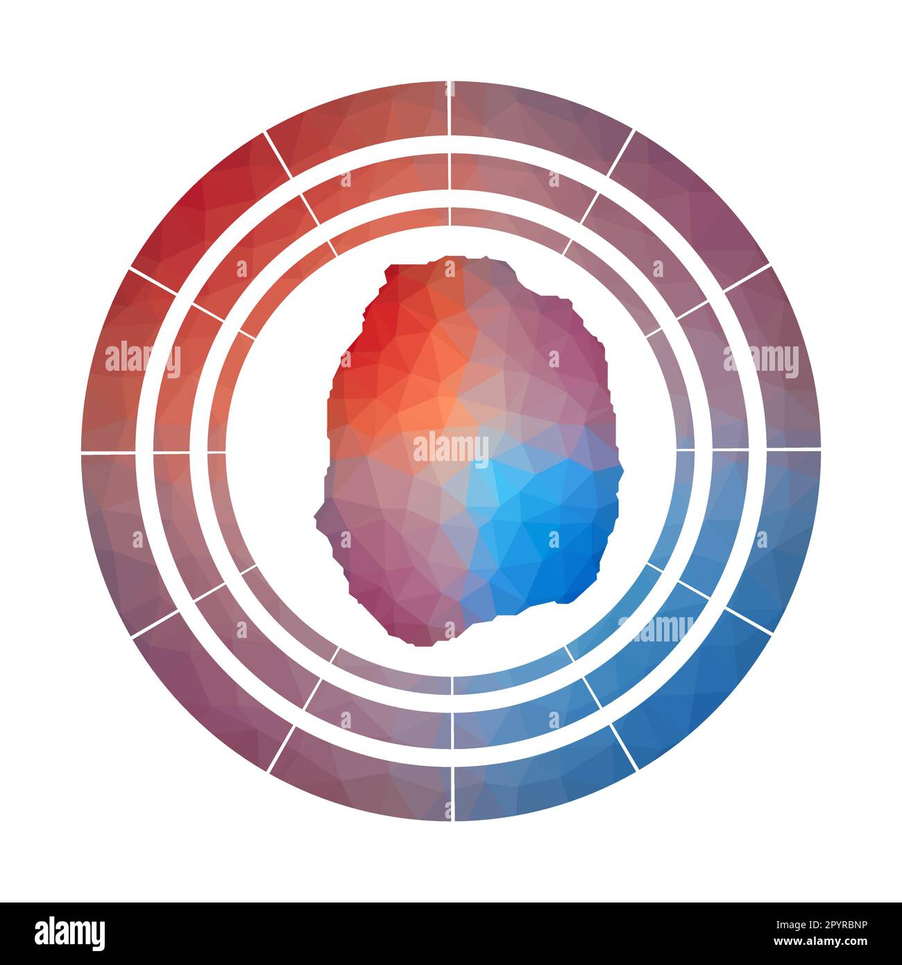 Nevis badge. Bright gradient logo of island in low poly style ...