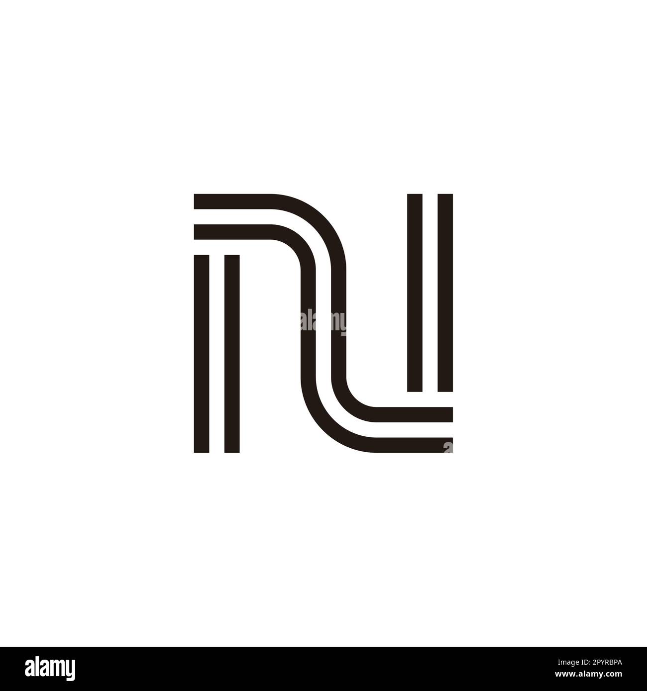 Letter N number 2, line geometric symbol simple logo vector Stock ...