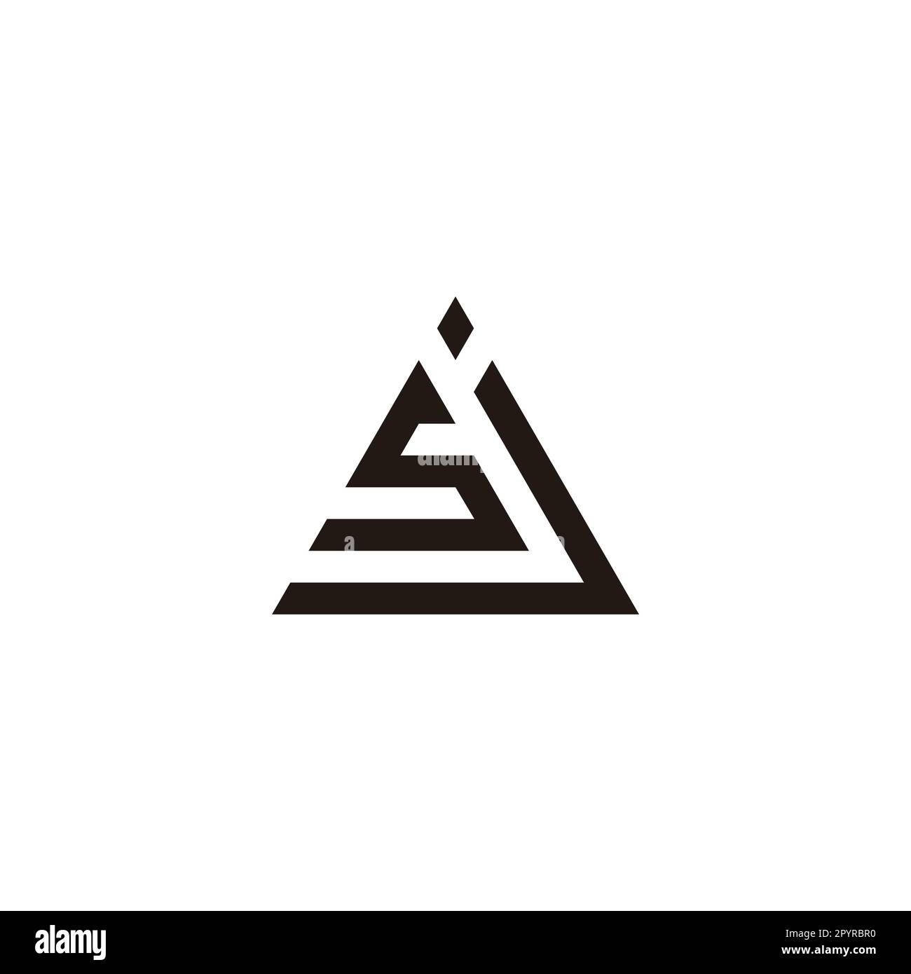 Letter S and j triangle geometric symbol simple logo vector Stock ...