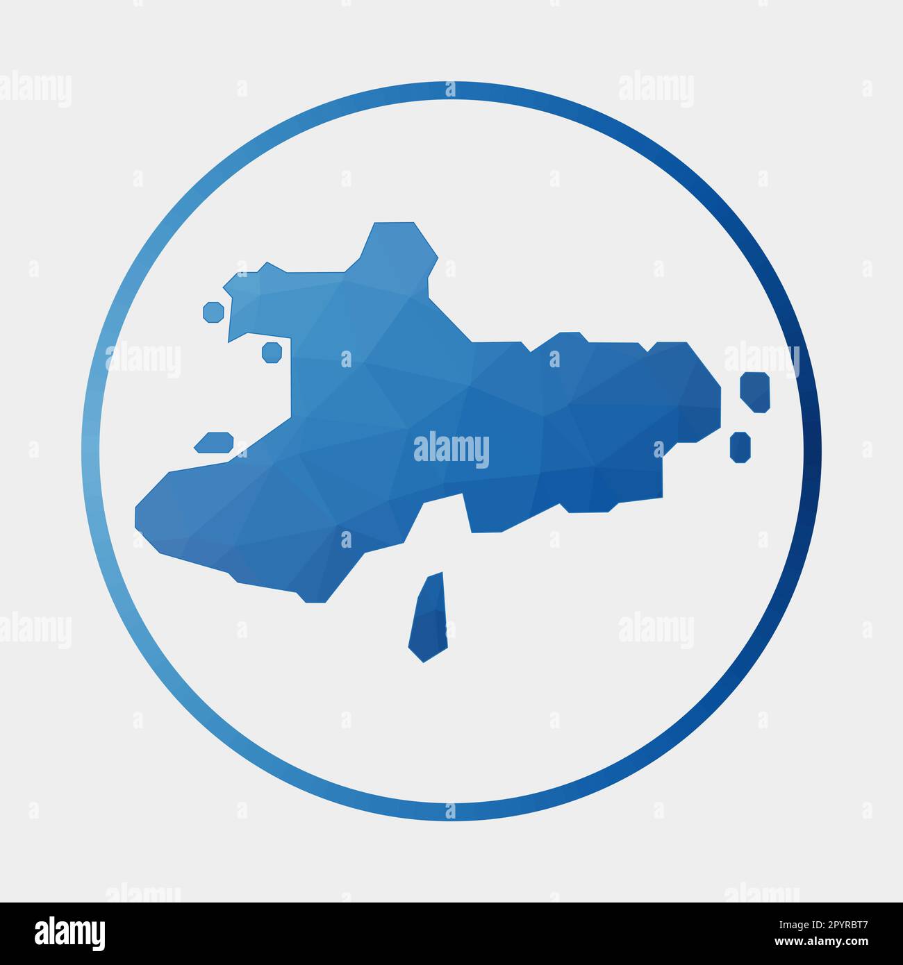Union Island icon. Polygonal map in gradient ring. Round low poly Union ...