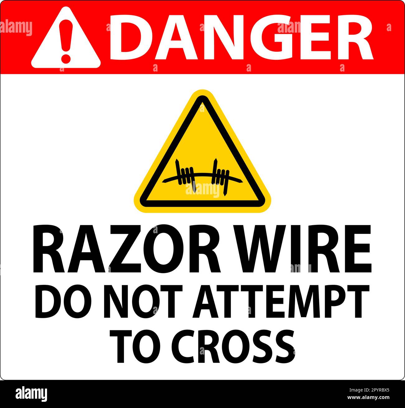Danger Razor Wire Sign Razor Wire Do not Attempt to Cross Stock Vector ...