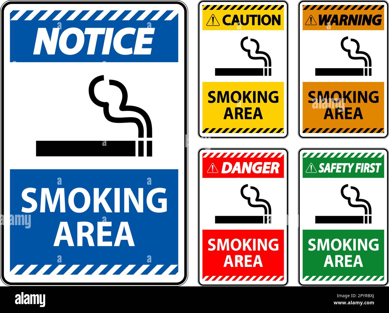 Sign showing allowed smoking area spots On White Background Stock ...