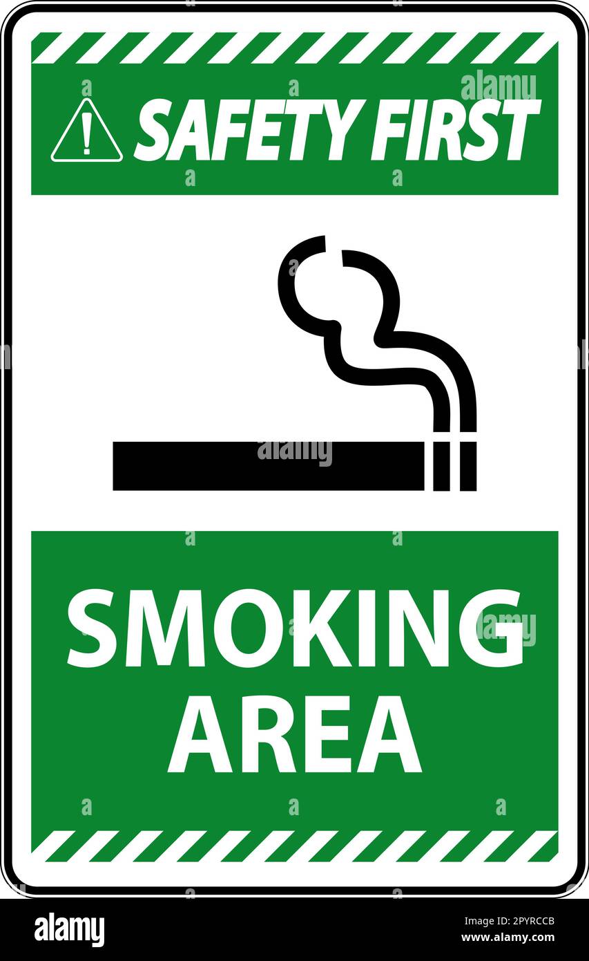 Sign showing allowed smoking area spots On White Background Stock ...