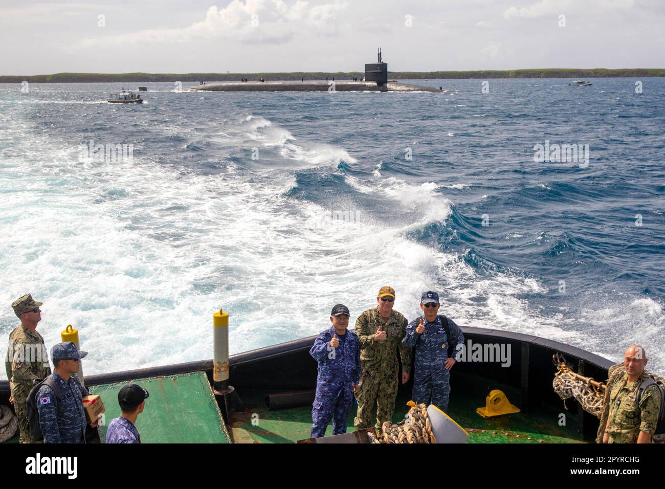 230418-N-YU102-1286 APRA HARBOR, Guam (April 18, 2023) From left, Japan Maritime Self-Defense ...