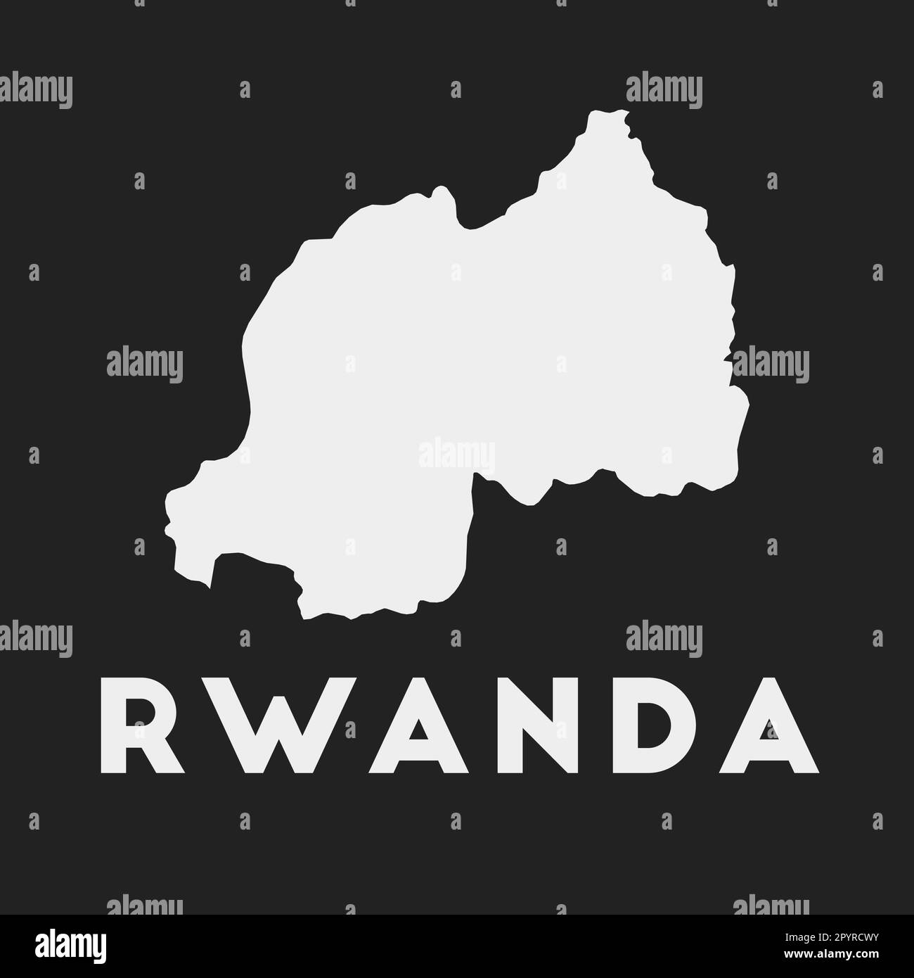 Rwanda icon. Country map on dark background. Stylish Rwanda map with ...