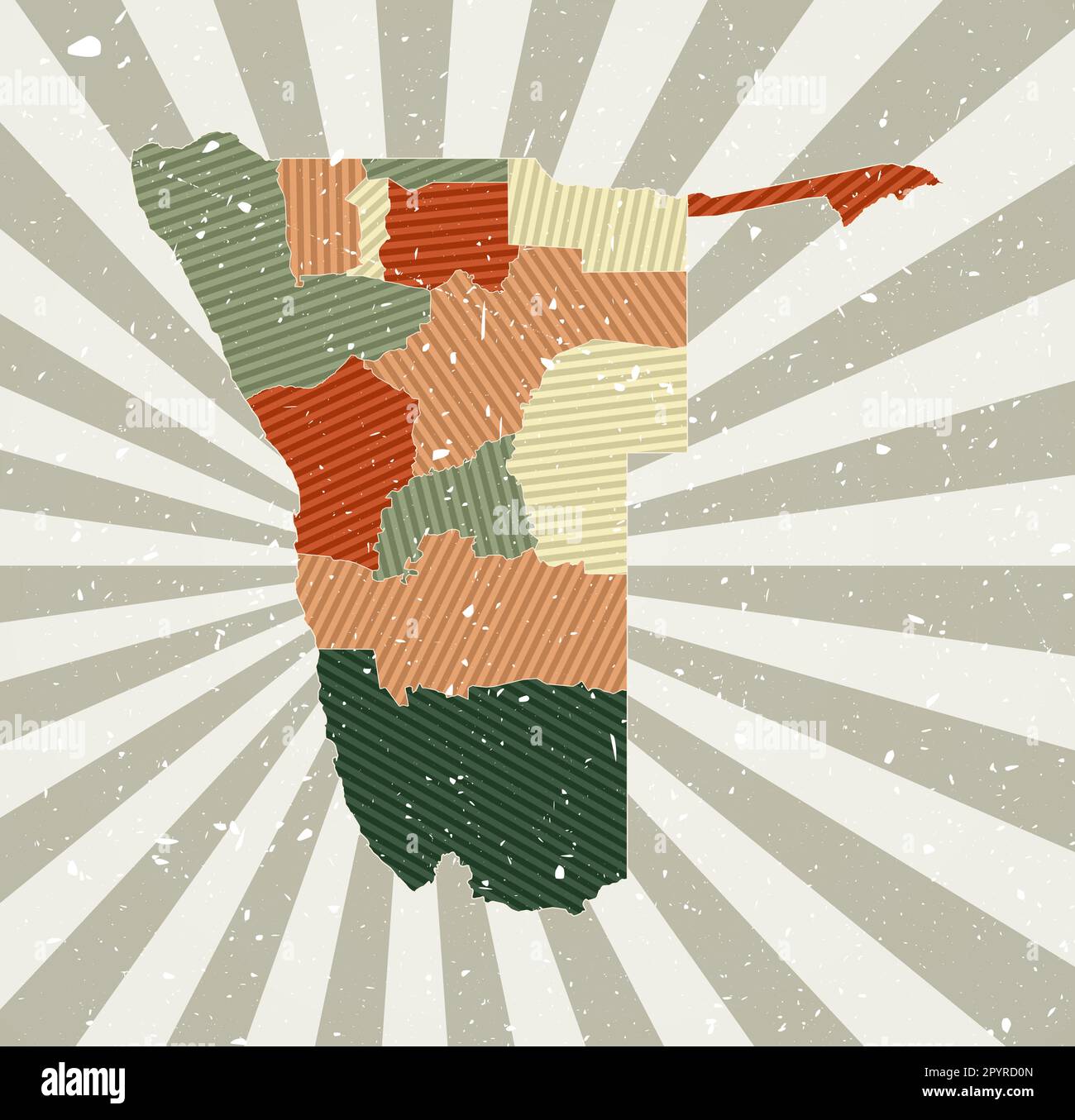 Namibia vintage map. Grunge poster with map of the country in retro ...