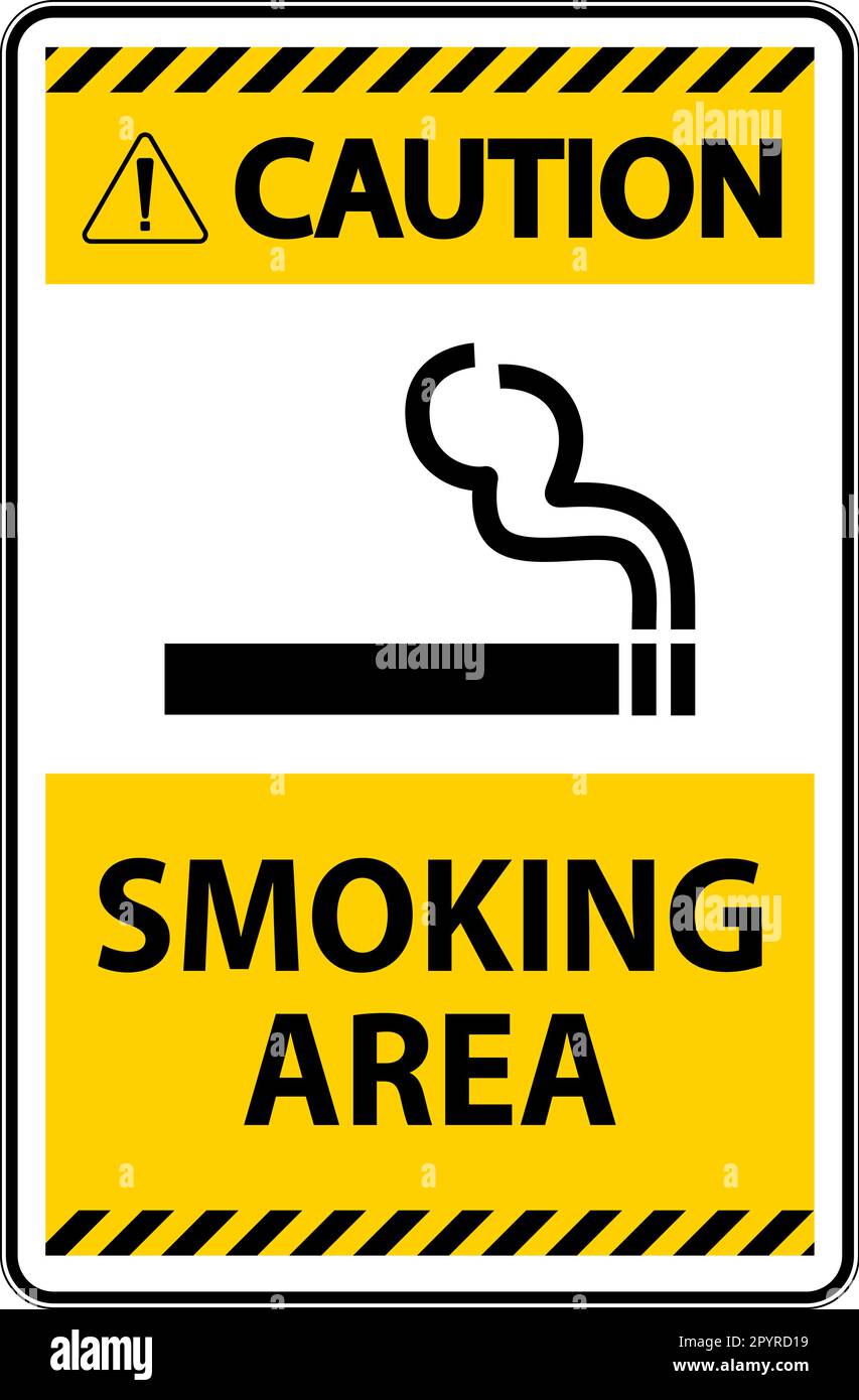 Sign showing allowed smoking area spots On White Background Stock ...