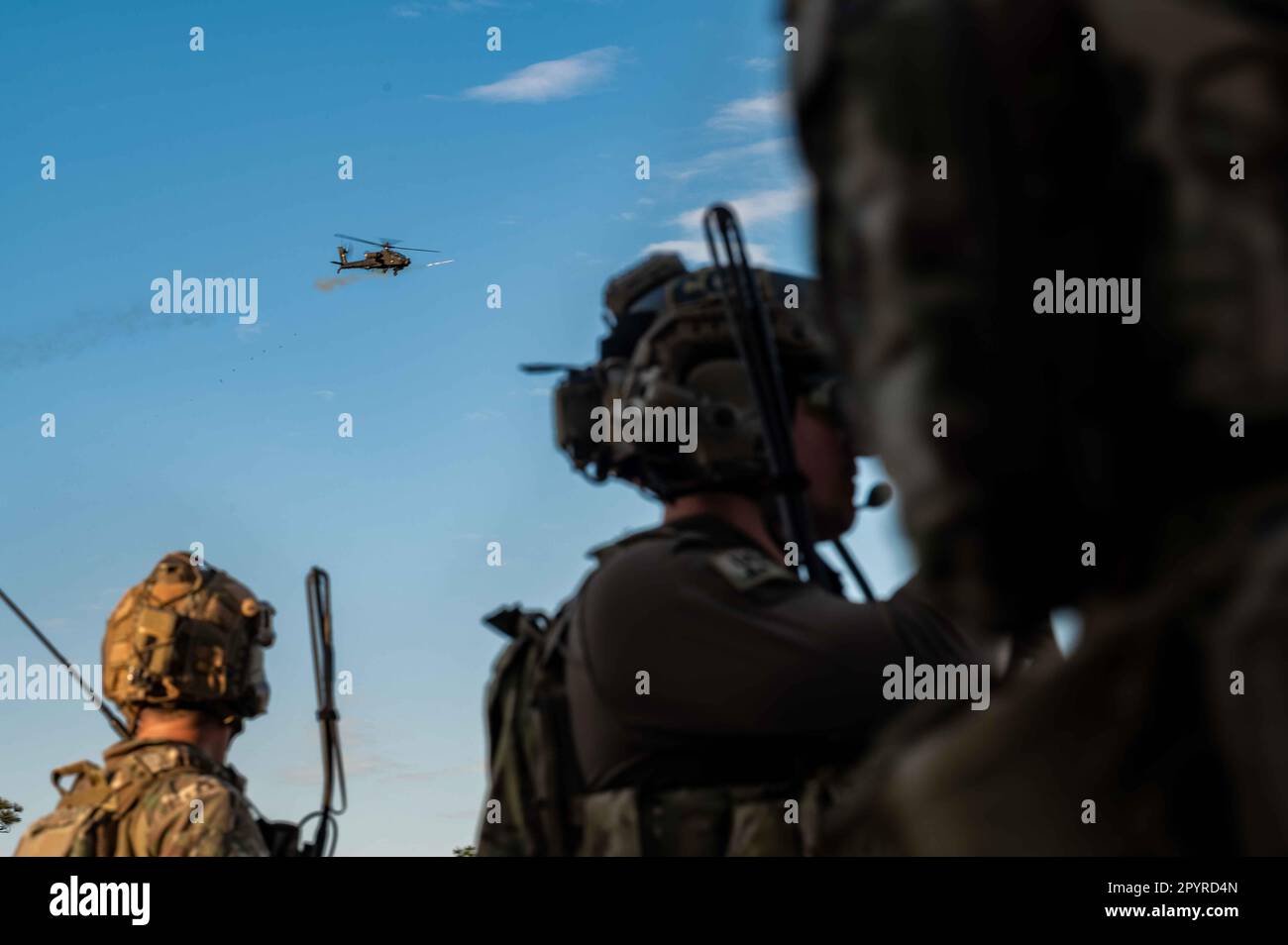 U.S. Air Force Special Tactics operators, assigned to the 24th Special Operations Wing, observe ...