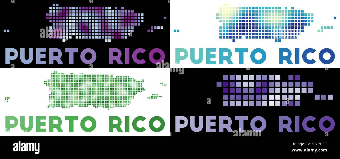 Puerto Rico map. Collection of maps of Puerto Rico in dotted style ...