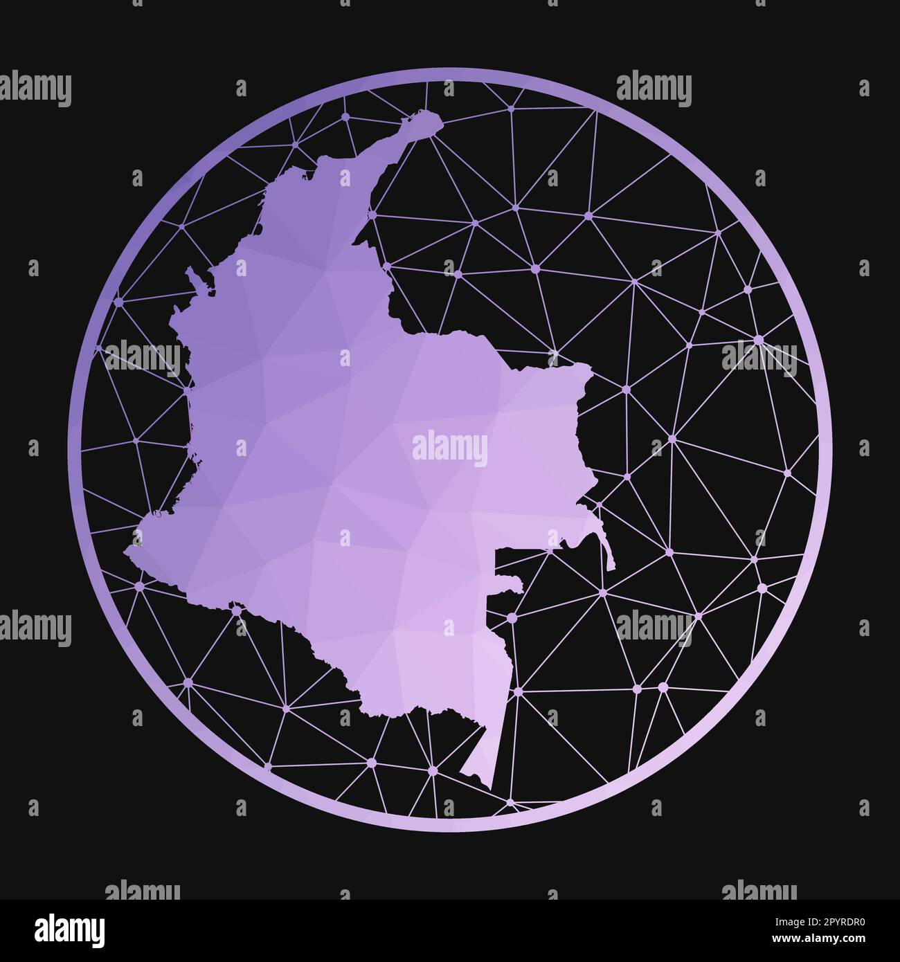 Colombia icon. Vector polygonal map of the country. Colombia icon in ...