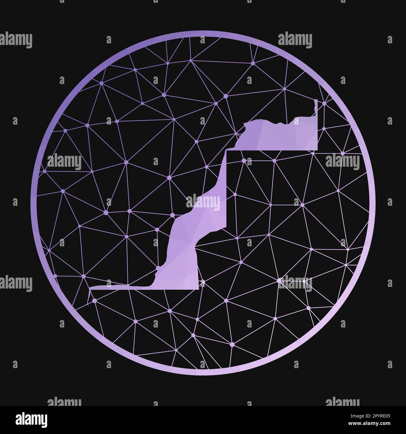 Western Sahara icon. Vector polygonal map of the country. Western ...