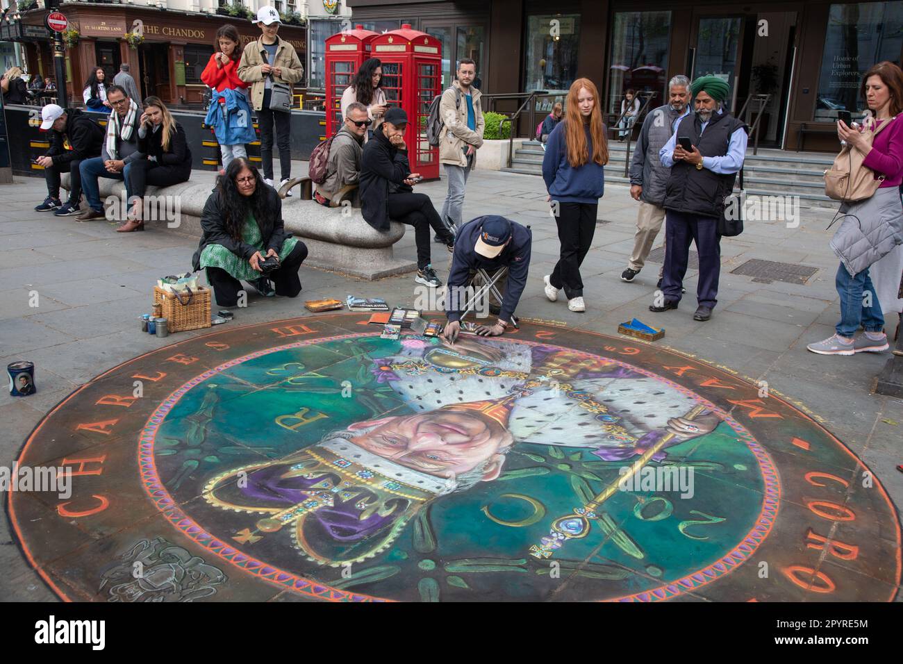 London, UK. 4th May 2023. Renowned chalk artist Julian Beever has spent ...