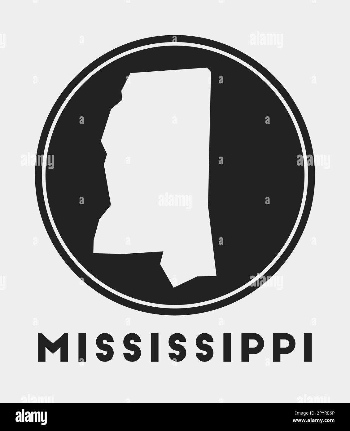 Mississippi icon. Round logo with us state map and title. Stylish ...