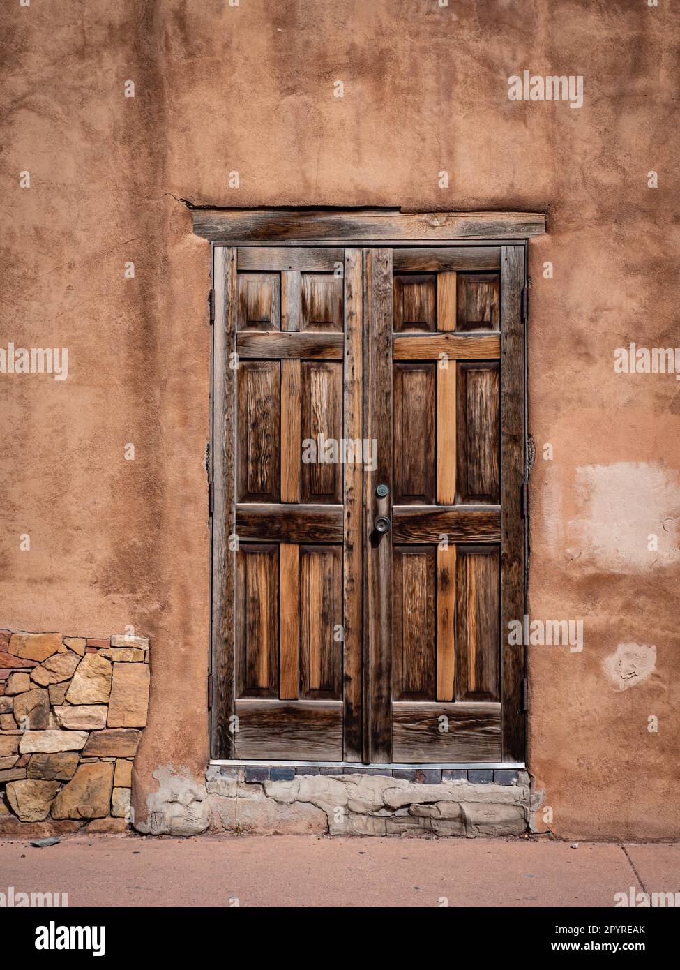 Rustic Wooden Door in Santa Fe Stock Photo - Alamy