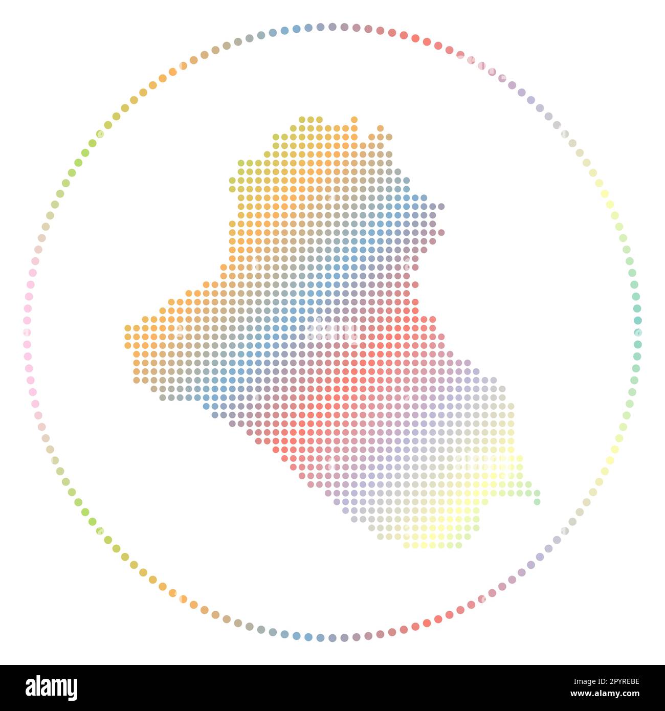 Republic of Iraq digital badge. Dotted style map of Republic of Iraq in ...