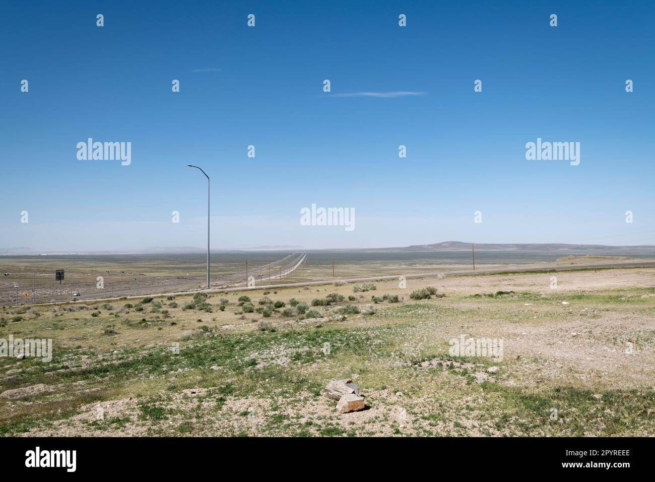Usa, Utah. View of the Great Salt Lake Desert. Interstate 80 and the ...