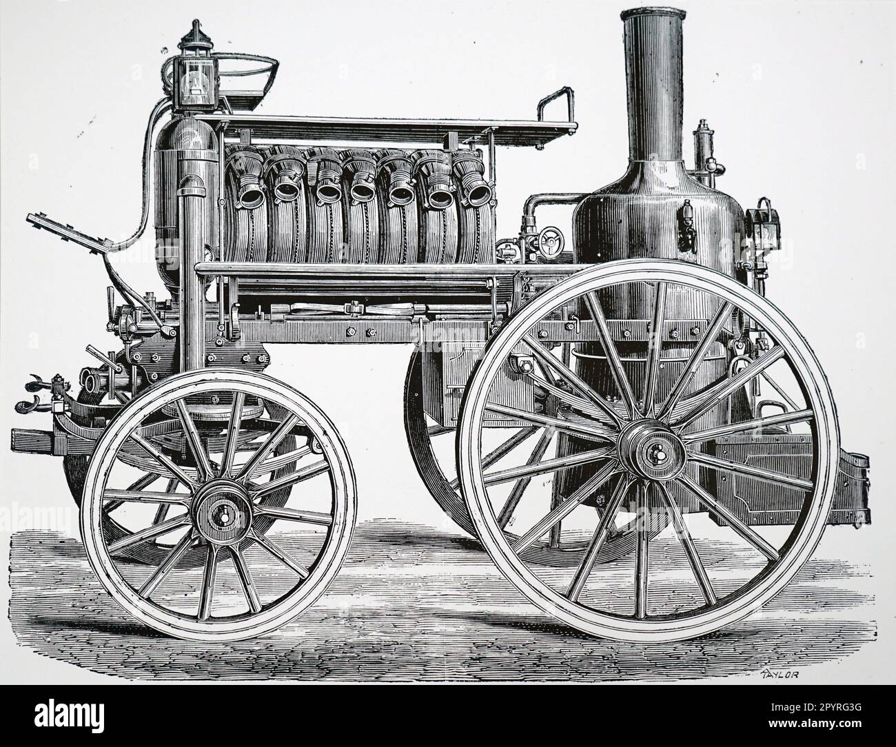 Light steam fire engine, illustration Stock Photo - Alamy