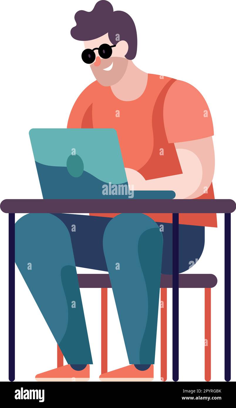 Businessman working over computer Stock Vector Images - Alamy