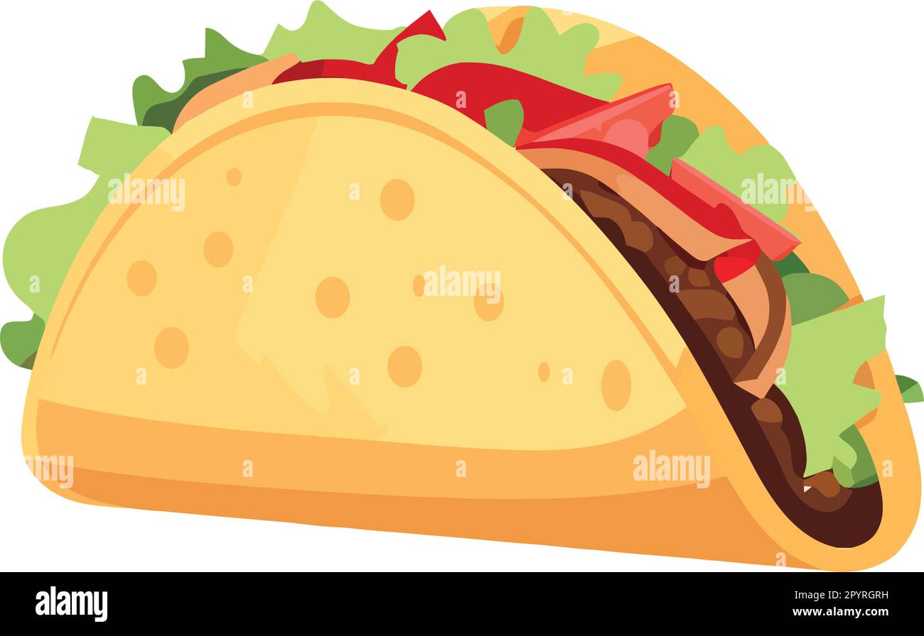 Grilled beef taco with fresh tomato salsa over white Stock Vector Image ...