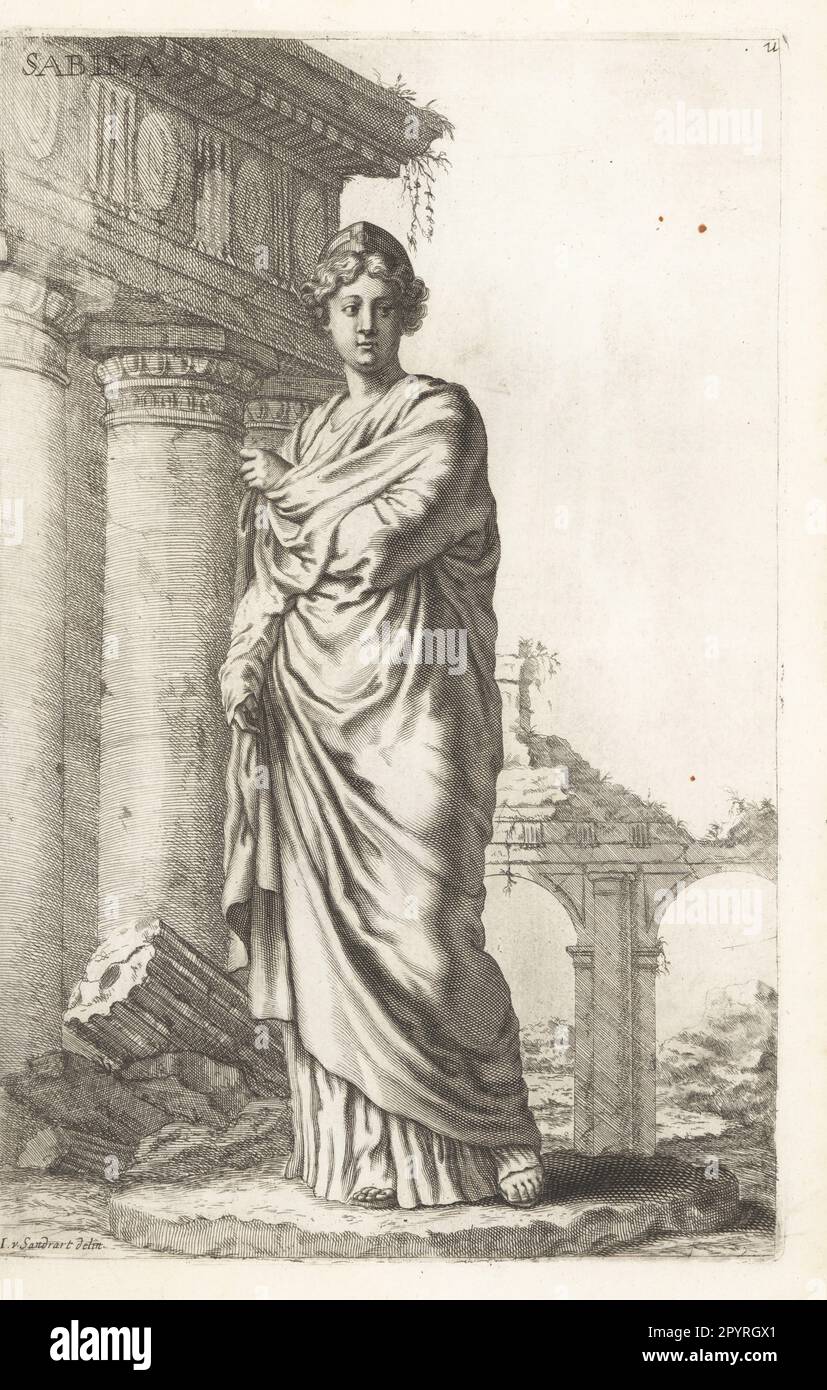 Polyhymnia, Greek Muse of poetry and dance. Standing before a huge arch ...