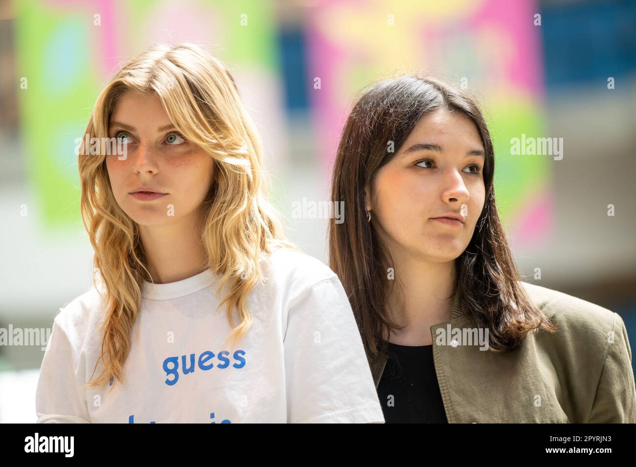 Munich, Germany. 04th May, 2023. Director Nicola Fegg (l) and Valeria Shashenok stand next to ...