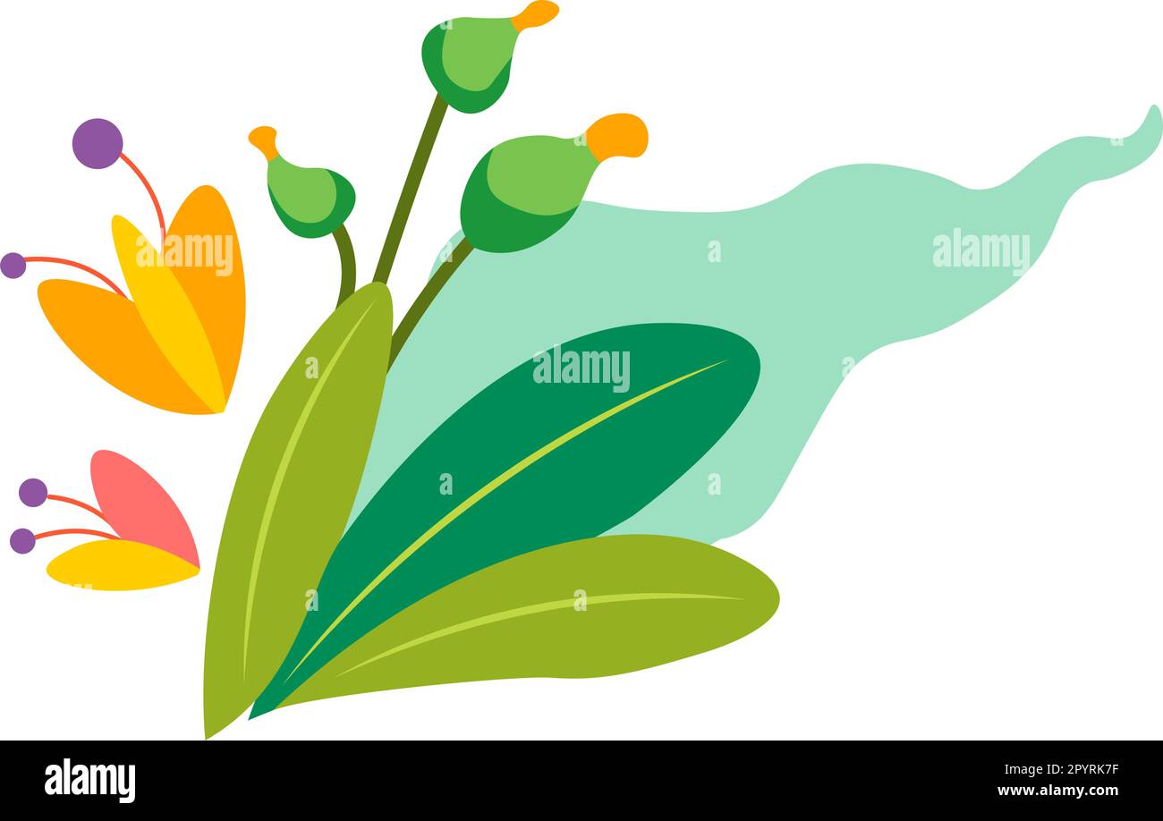 Foliage flowers flourishing blooming Stock Vector Images - Alamy