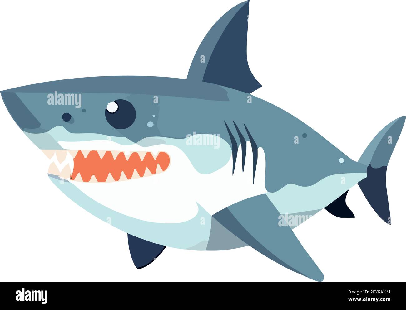 Cute cartoon fish with sharp teeth over white Stock Vector Image & Art ...