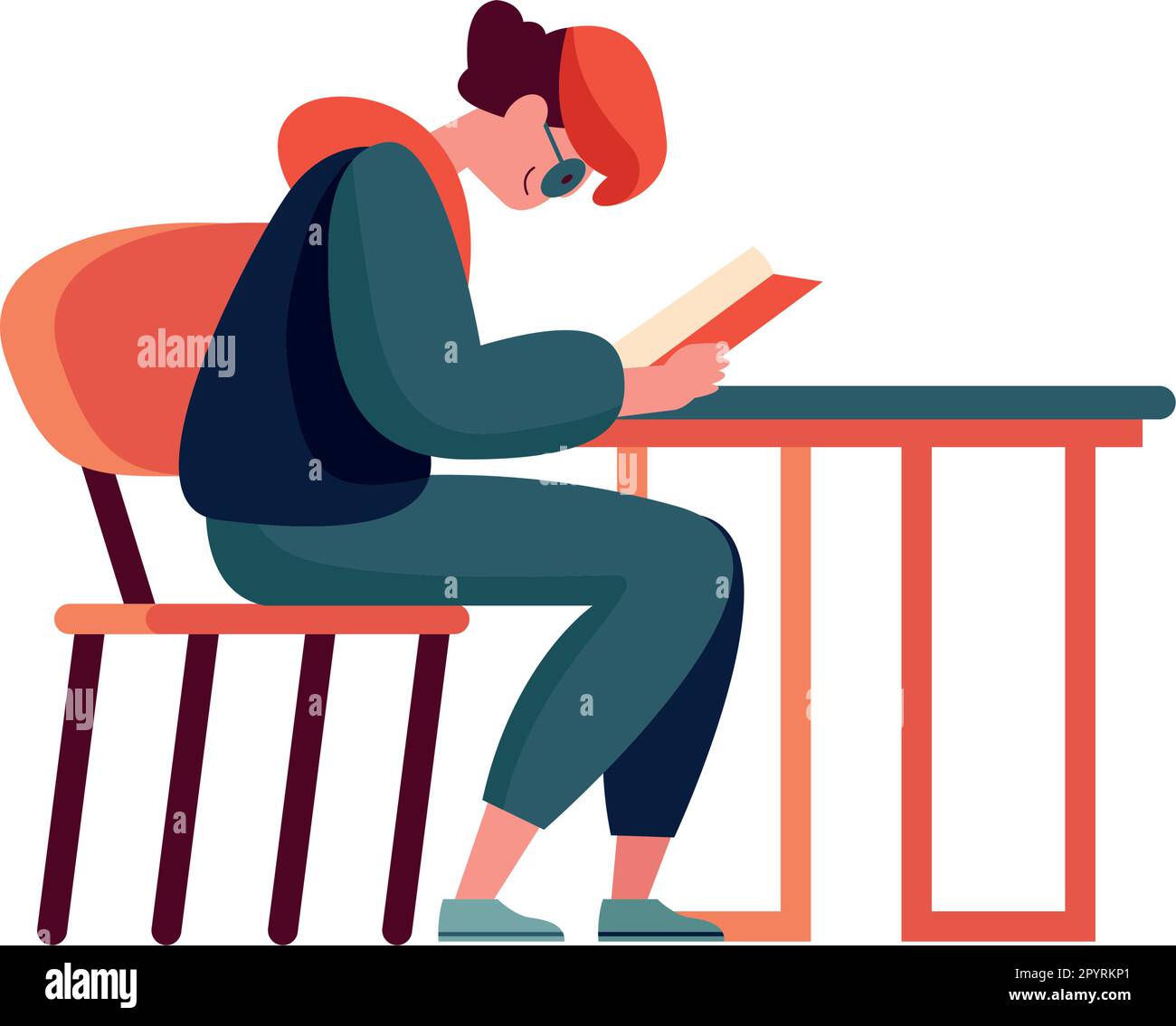 Child adult sitting table Stock Vector Images - Alamy