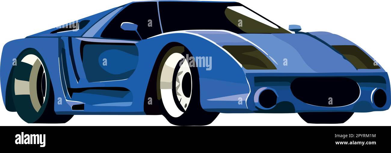 blue sports car driving on racetrack over white Stock Vector Image ...