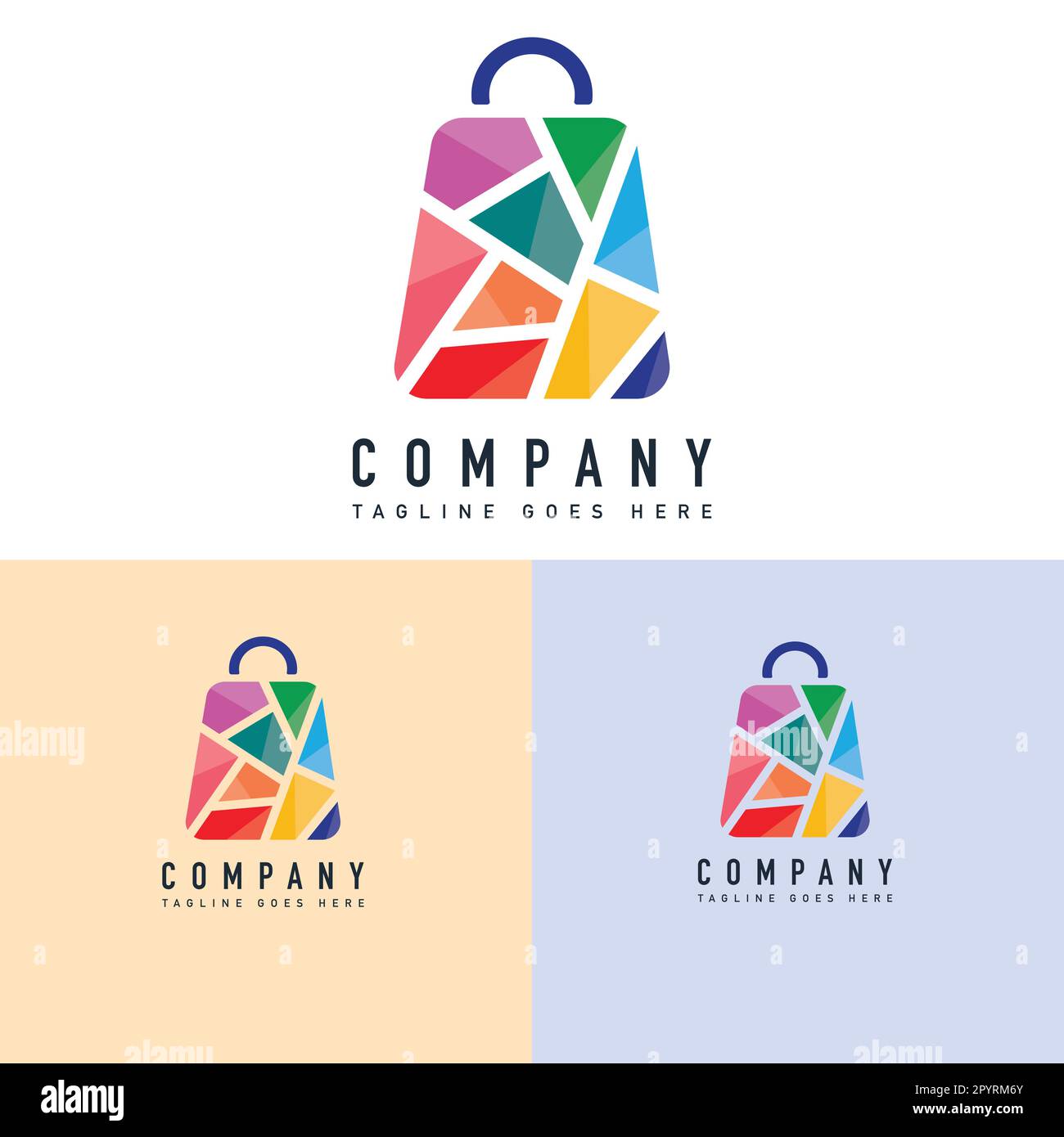Shopping Bag Logo Design Template. Colorful Bag Logo icon Vector ...